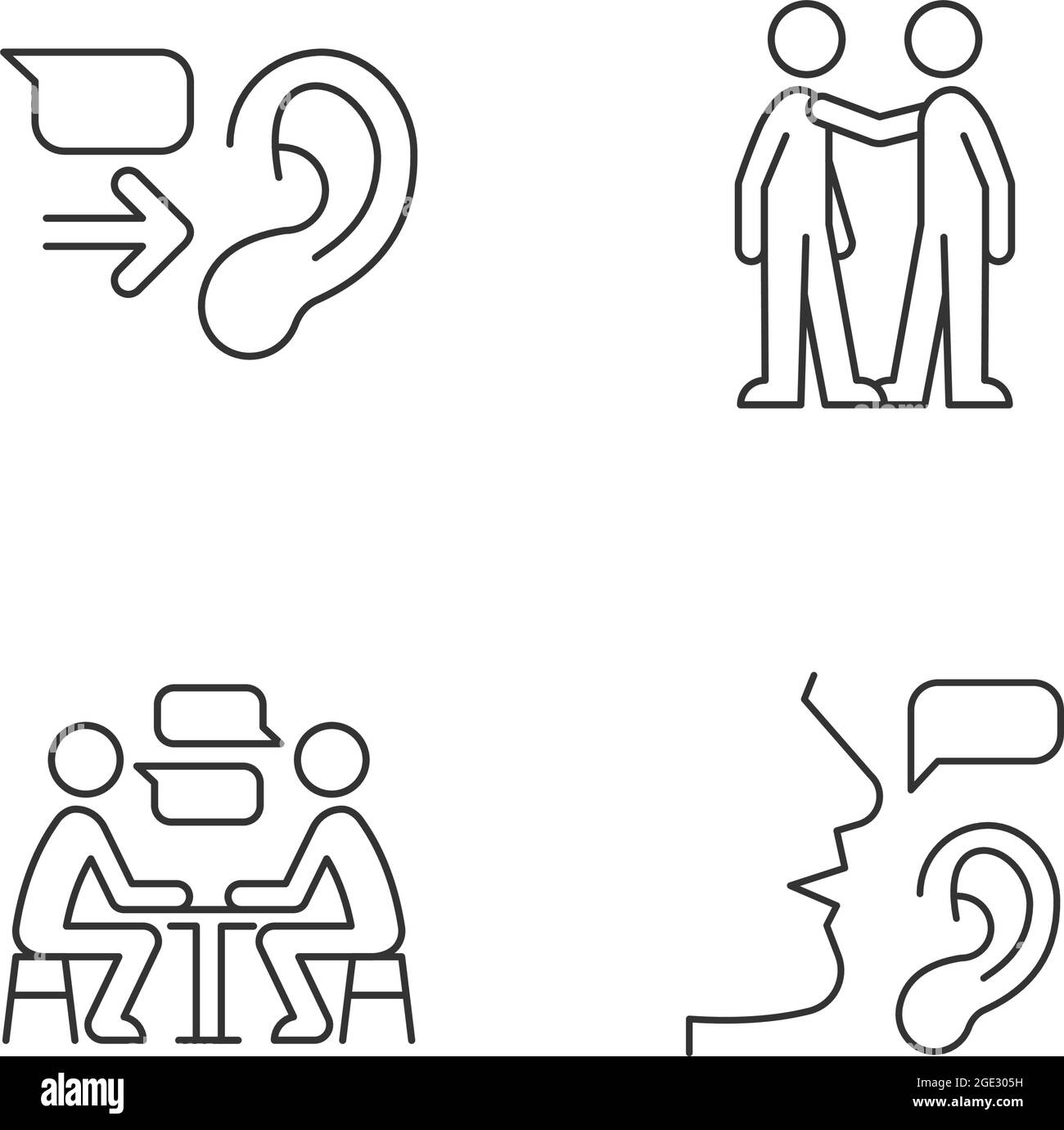 Verbal and nonverbal communication linear icons set Stock Vector Image ...