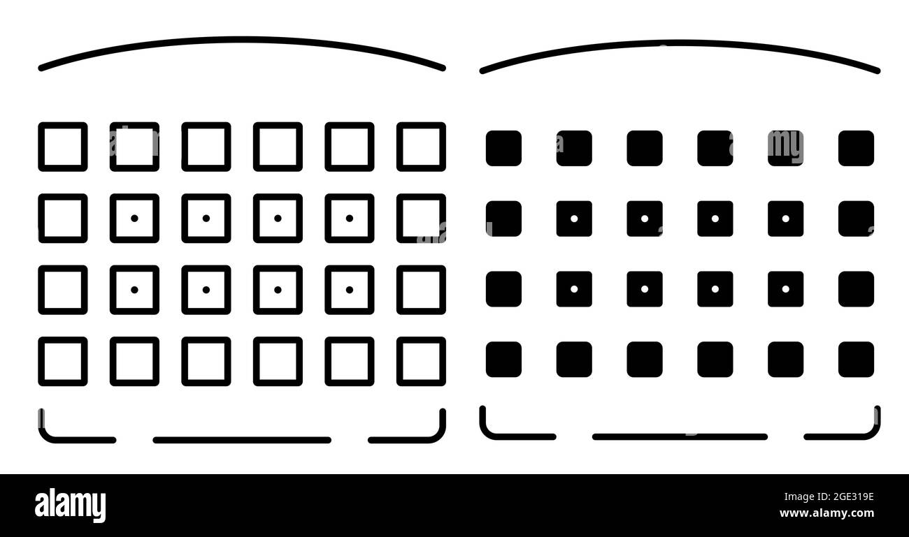 Linear icon. Scheme of filling the auditorium in cinema or at concert ...