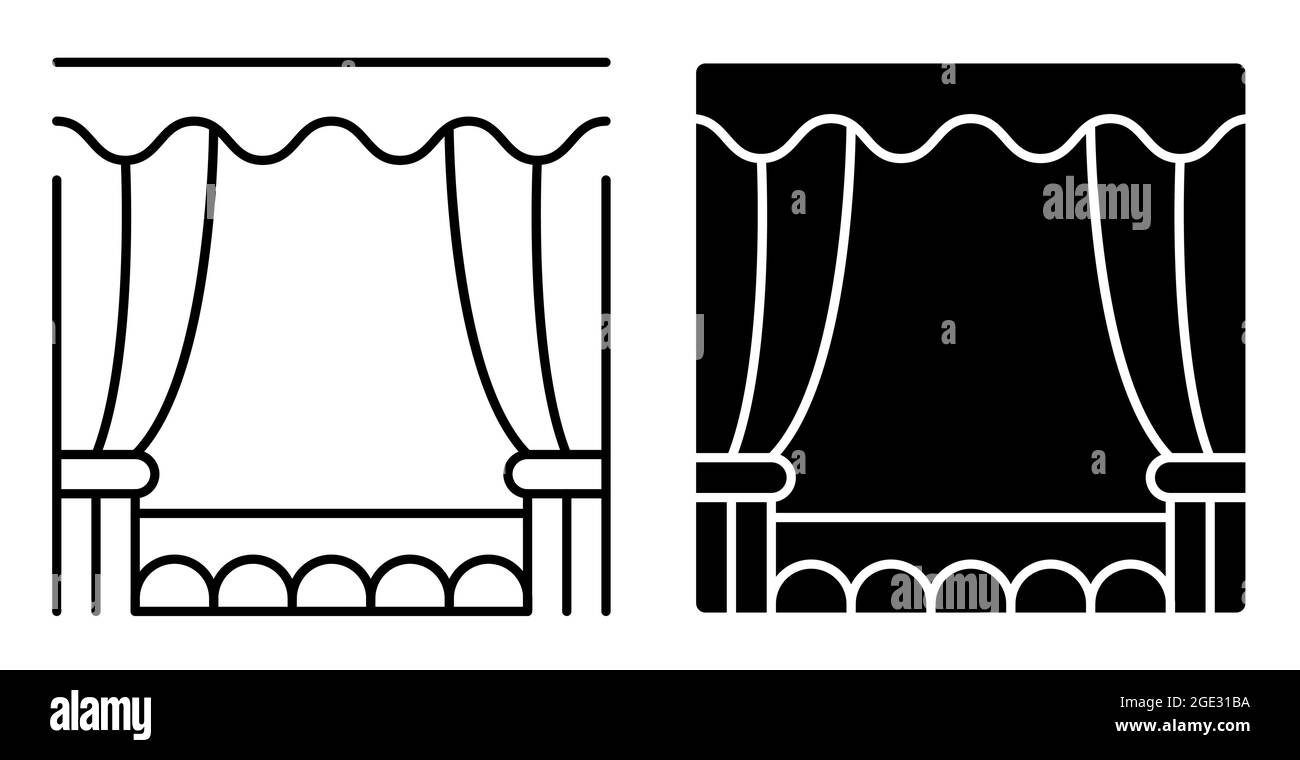 Linear icon. Seats in auditorium at theater or concert. Simple black ...