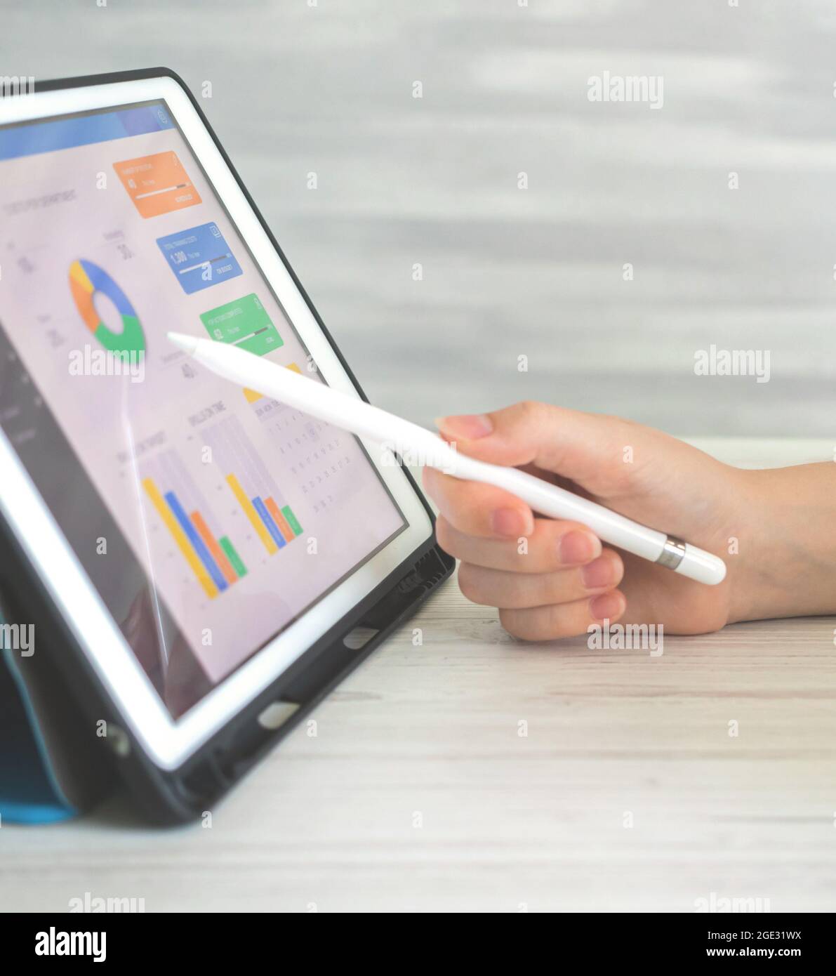 Financial results and company perfomance on digital tablet using ...