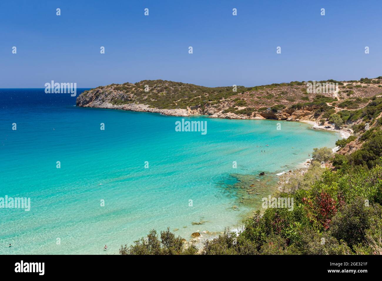 Crystal clear warm waters and beaches in summer (Voulisma Beach, Crete ...