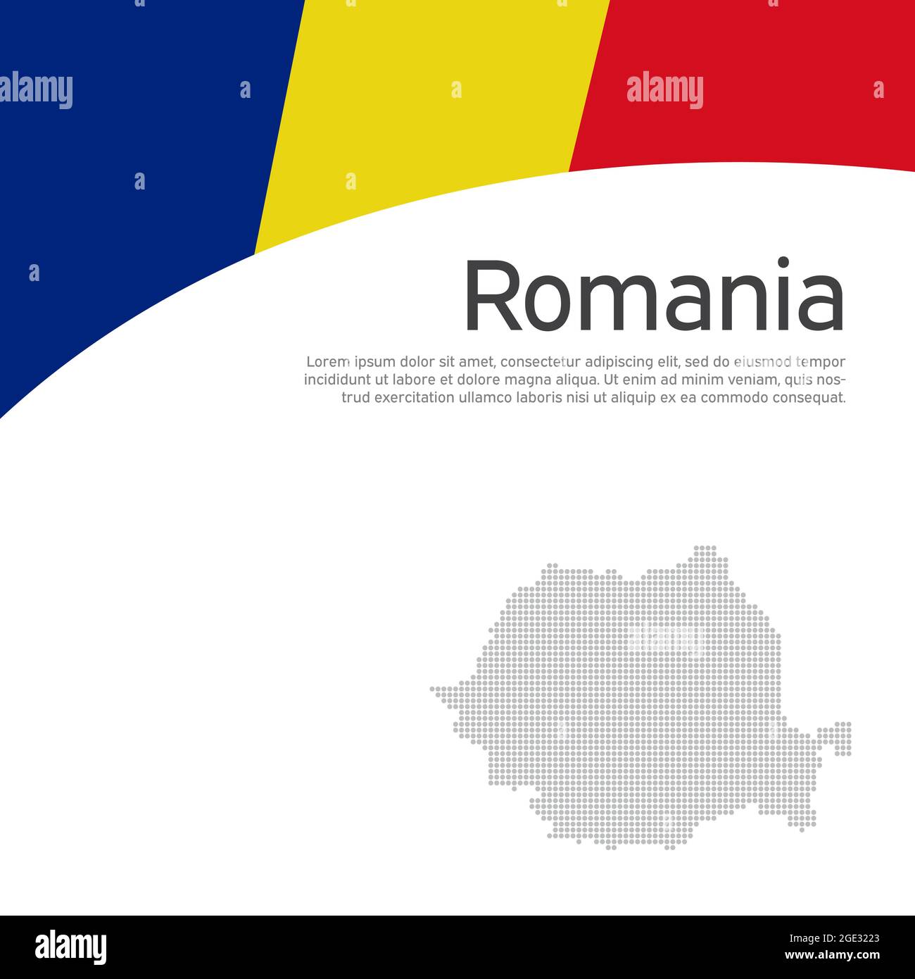Abstract waving romania flag, mosaic map. Creative background for ...