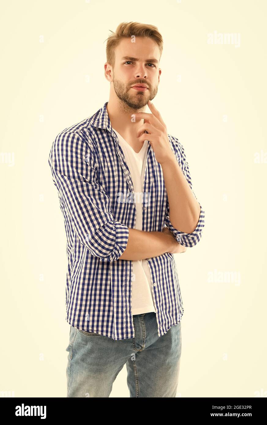 male grooming and trend. barbershop concept. Fashion is his life. man ...