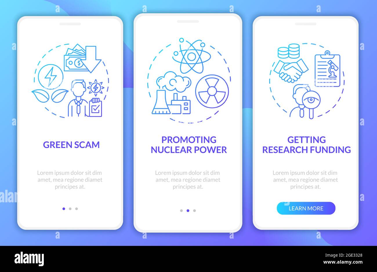 Green scam gradient onboarding mobile app page screen Stock Vector ...