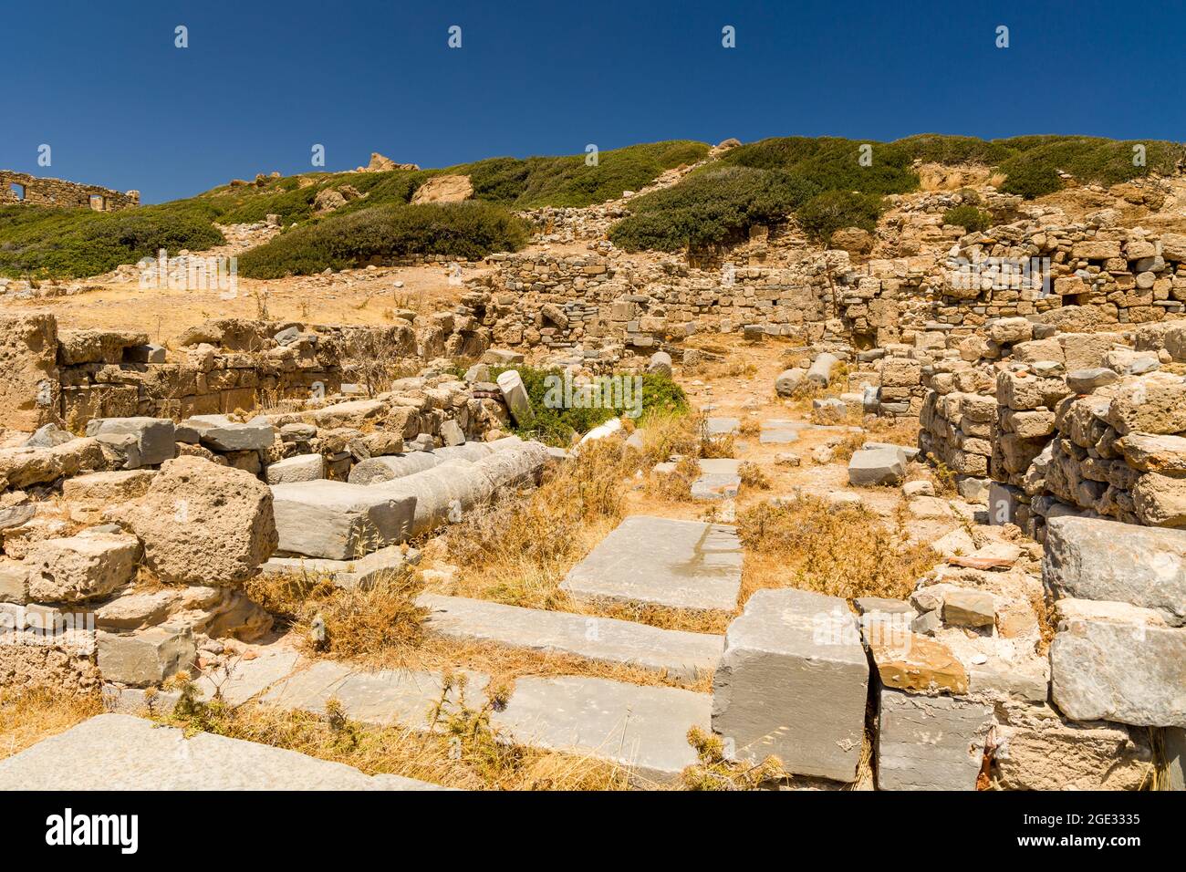 Ancient walls and ruins at the Doric settlement of Itanos on the ...