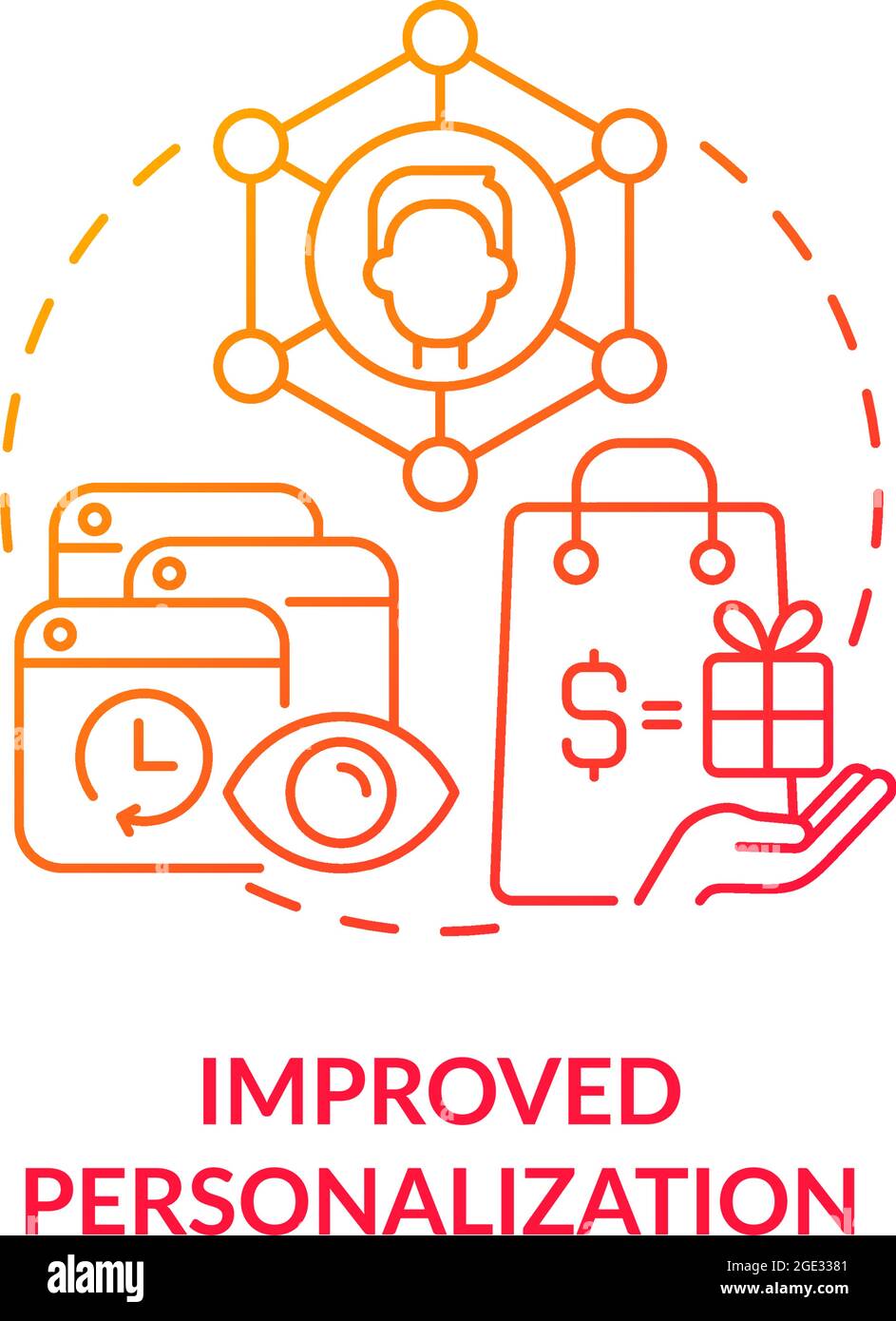 Improved personalization red gradient concept icon Stock Vector Image ...