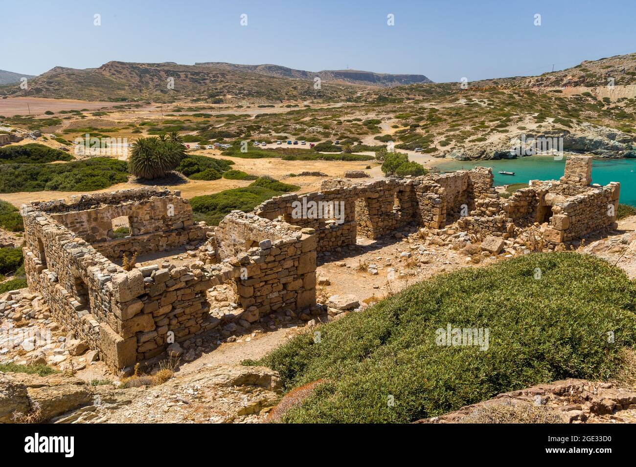 Remains of buildings and structures at the ancient Doric settlement of ...