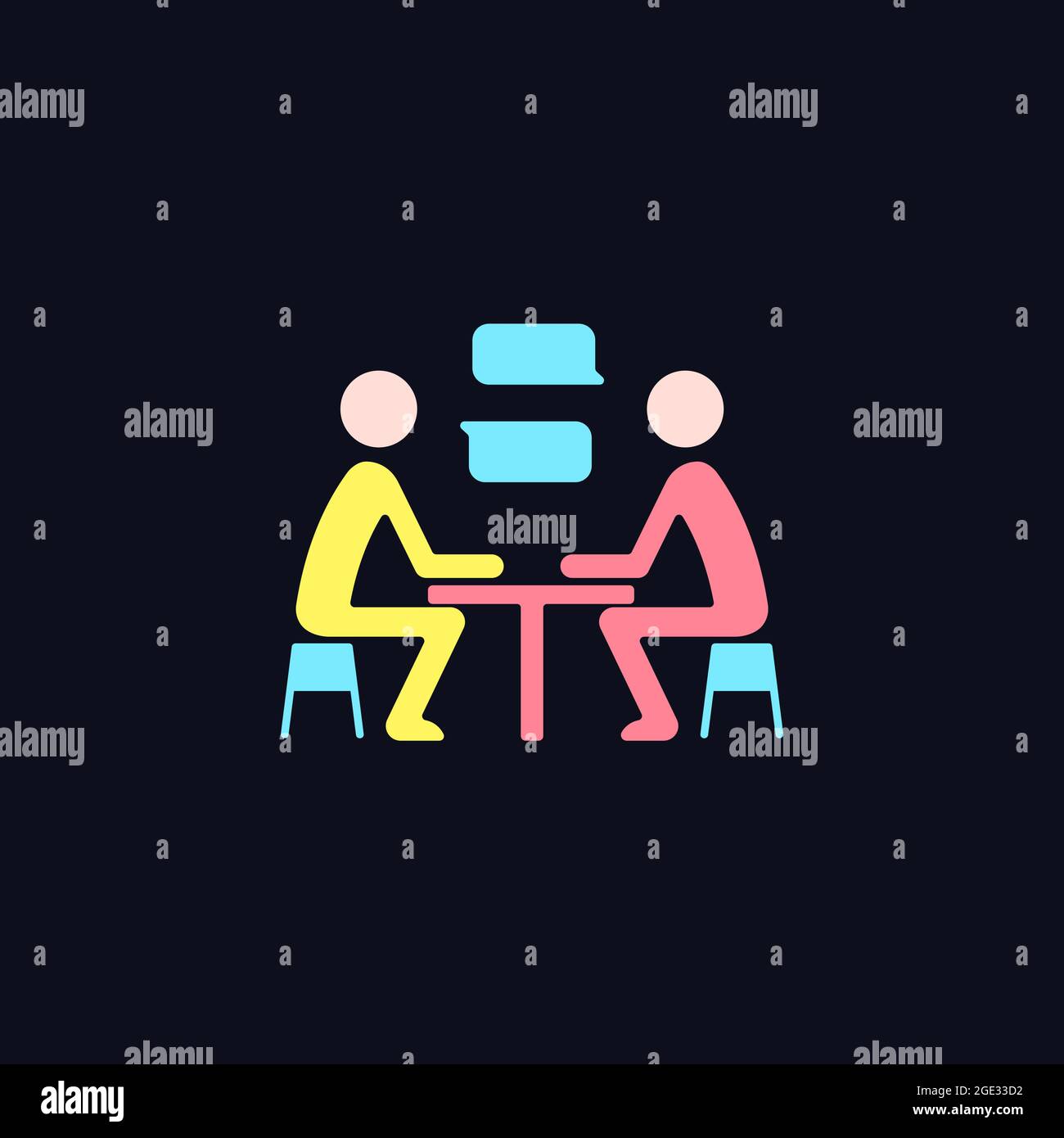 Interpersonal communication RGB color icon for dark theme Stock Vector ...