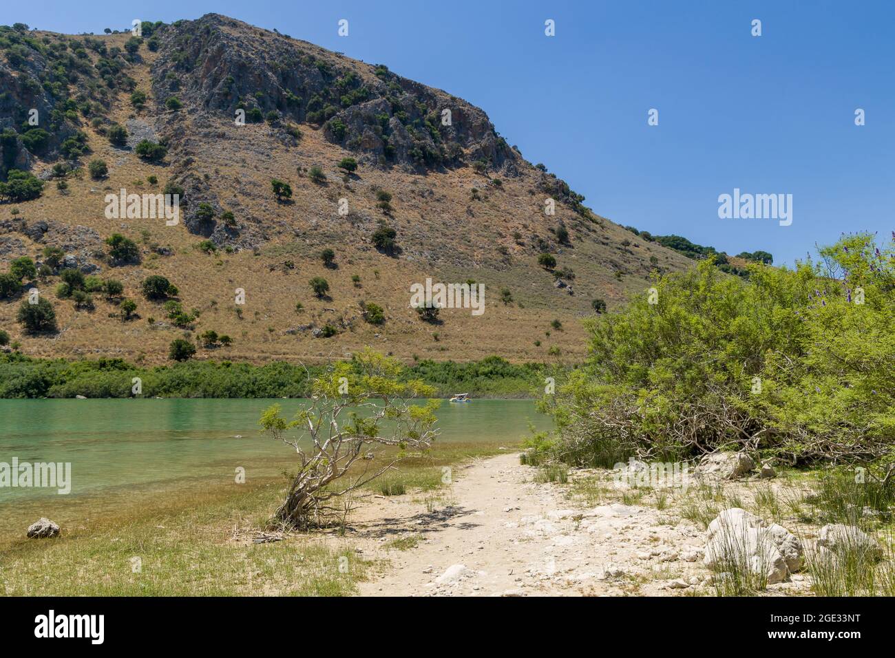 Lake Kournas - the largest freshwater lake on the Greek island of Crete ...