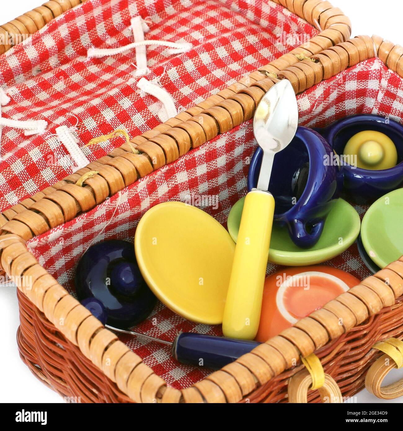 Toy dishes on a white background Stock Photo - Alamy