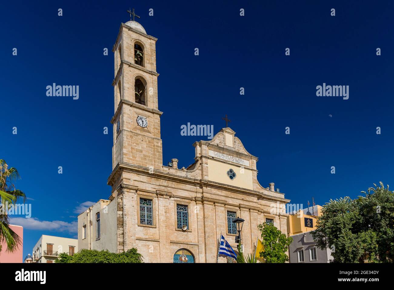 Historic church in the old town of Chania, Crete, Greece Stock Photo ...