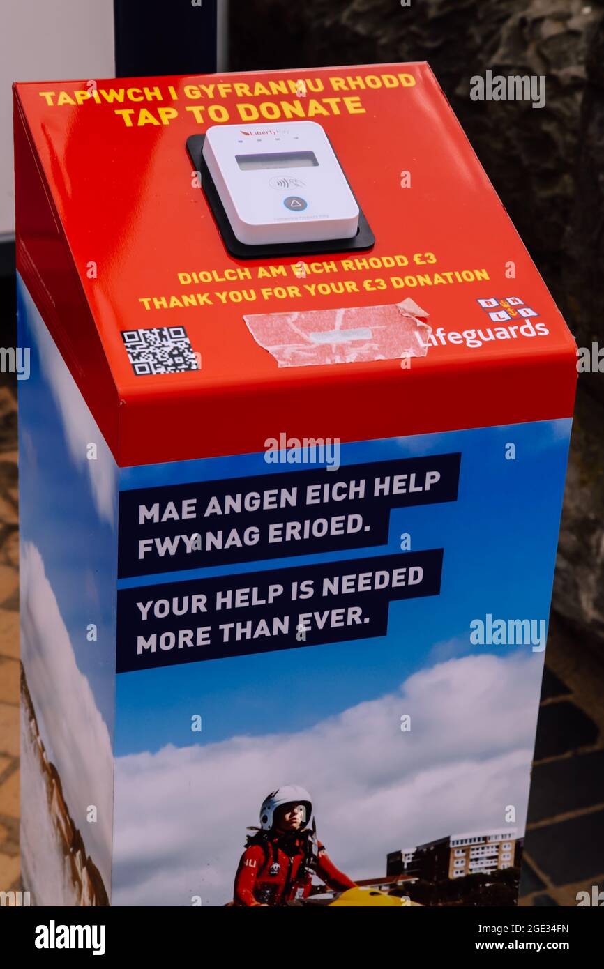 RNLI lifeboats charity card payment swipe donation, Barry Island, South ...