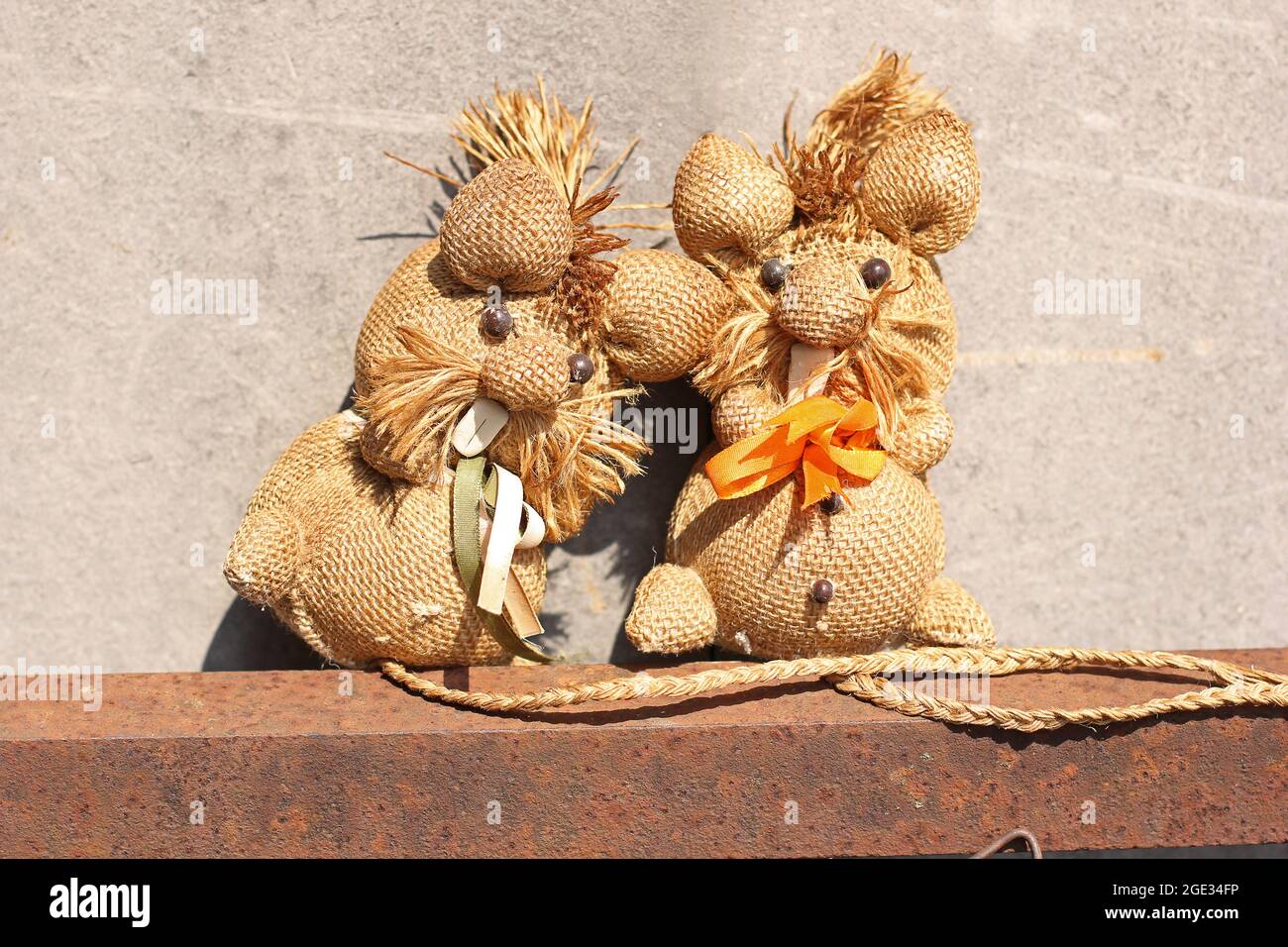 Burlap mouse toy. Handmade toy Stock Photo - Alamy