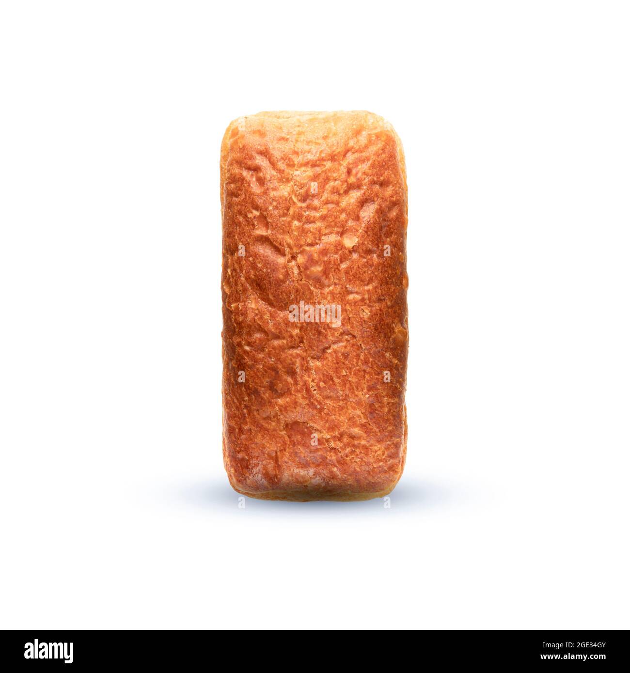 the crust of fresh baked yellow bread, isolate on a white background. a ...