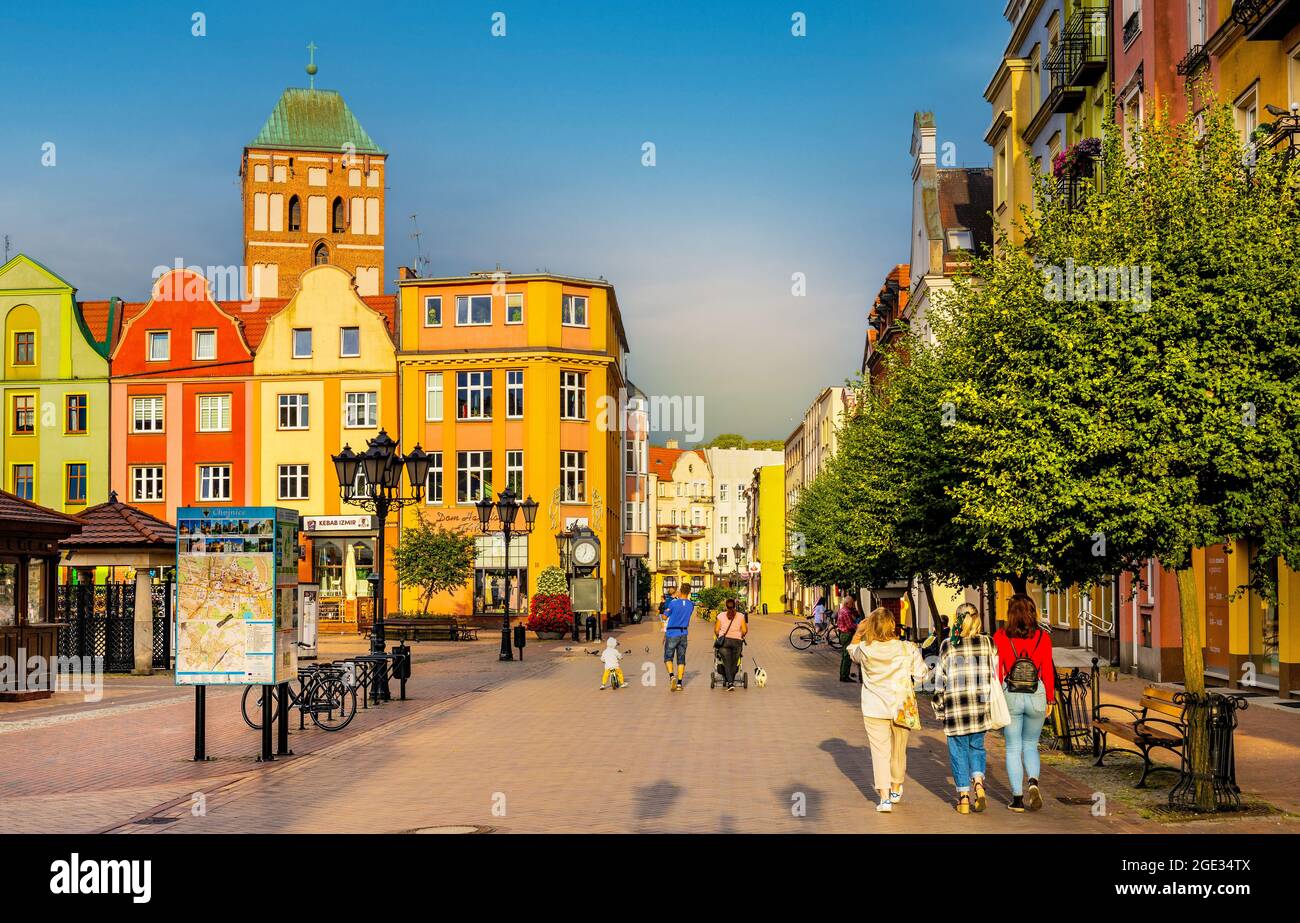 Chojnice, Poland - August 2, 2021: Panoramic view of old town quarter ...