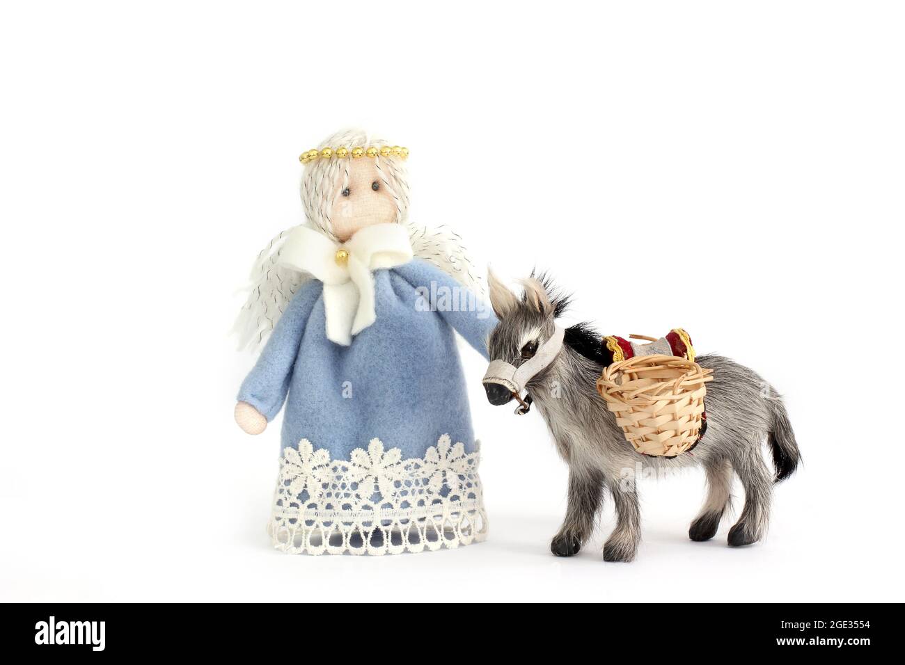 Angel and Donkey. Isolated on white background Stock Photo - Alamy