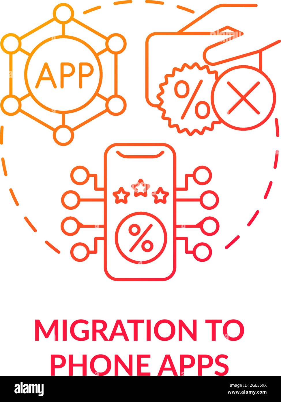 Migration to phone apps red gradient concept icon Stock Vector Image ...