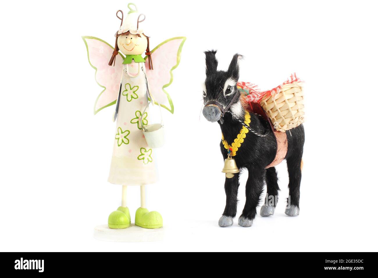 Angel and Donkey. Isolated on white background Stock Photo - Alamy