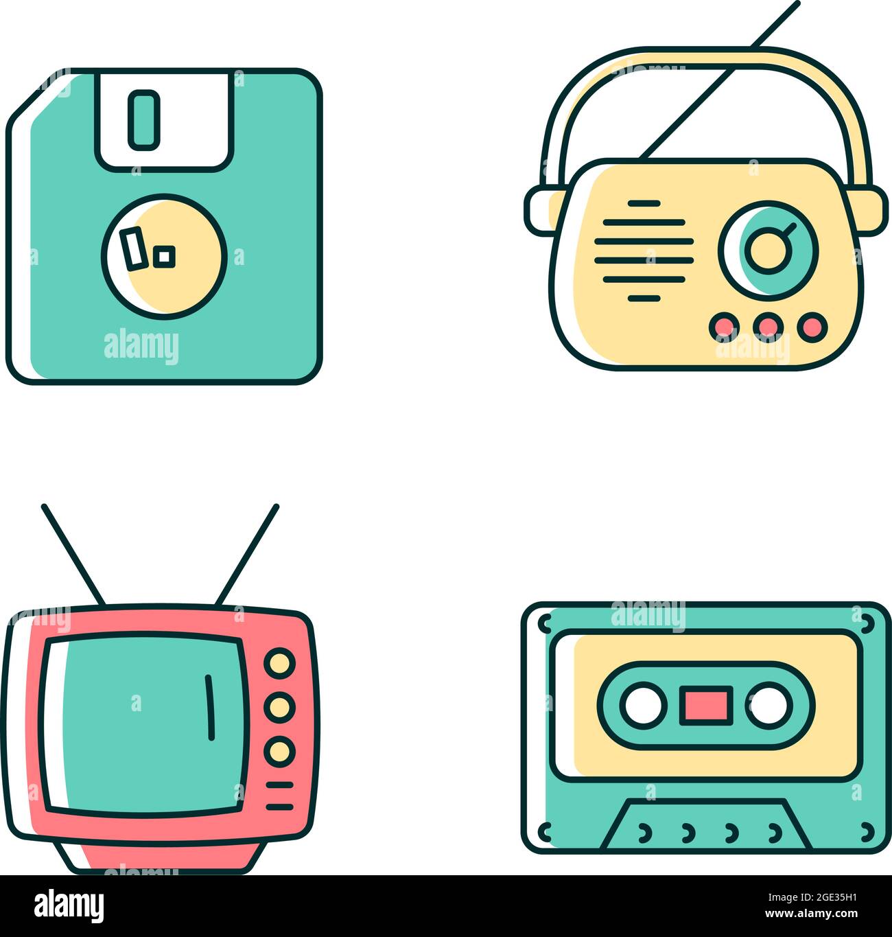 Collectible vintage stuff RGB color icons set Stock Vector Image & Art ...