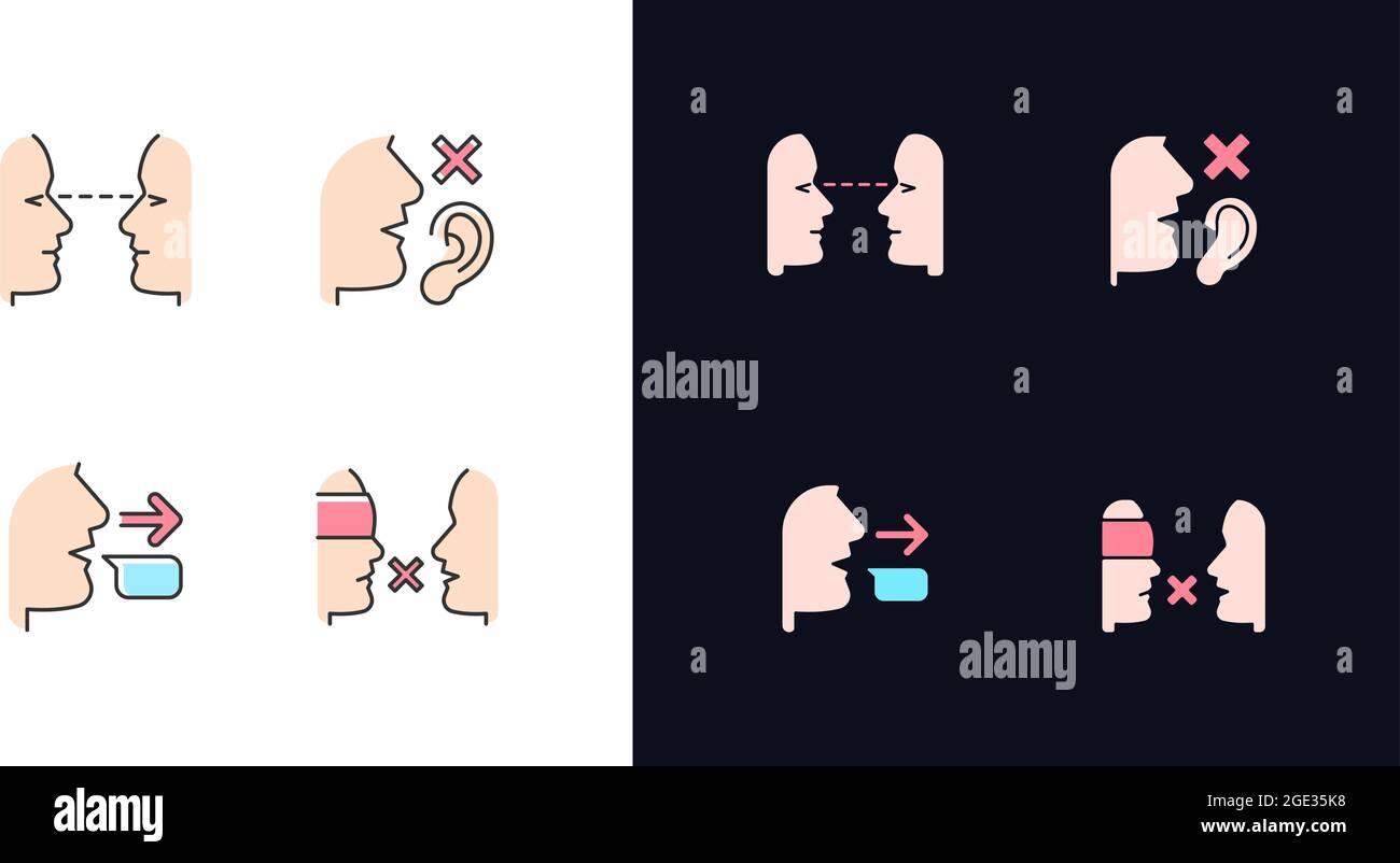 Improve everyday communication light and dark theme RGB color icons set ...