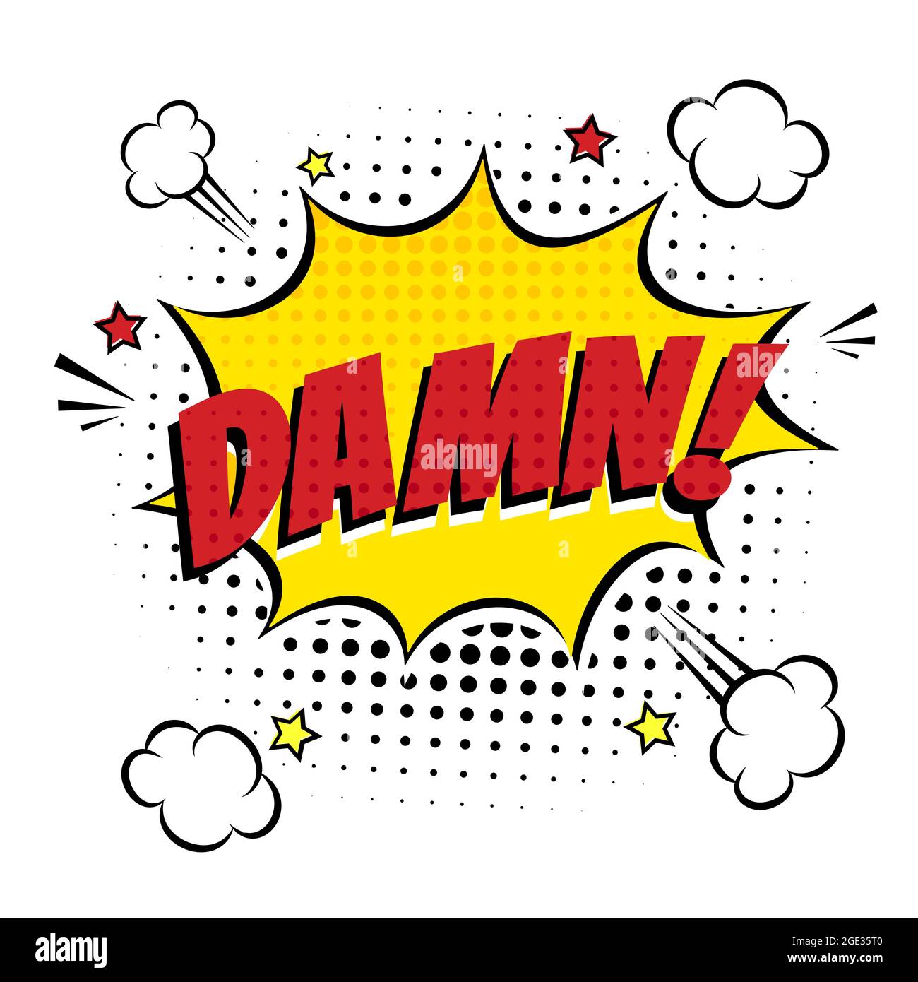 Comic lettering DAMN in the speech bubble comic style flat design Stock ...