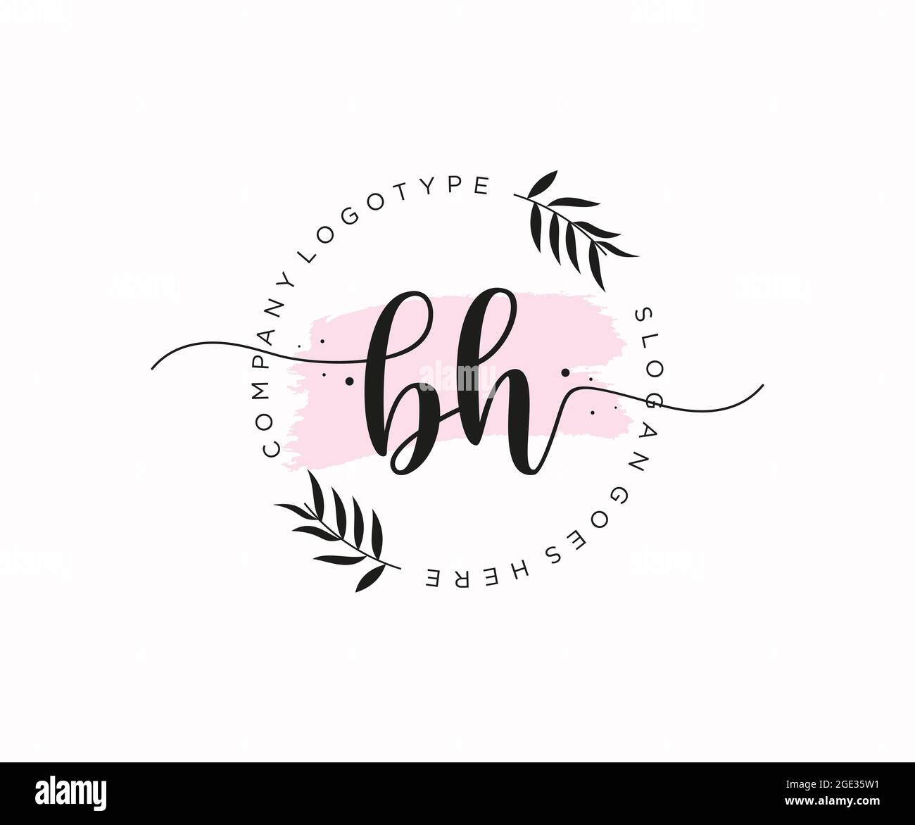 BH Feminine logo beauty monogram and elegant logo design, handwriting ...