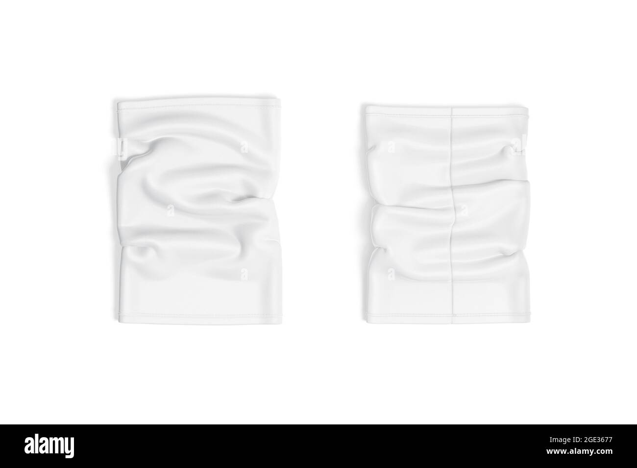 blank white neck gaiter mockup, front and back, top view, 3d rendering ...