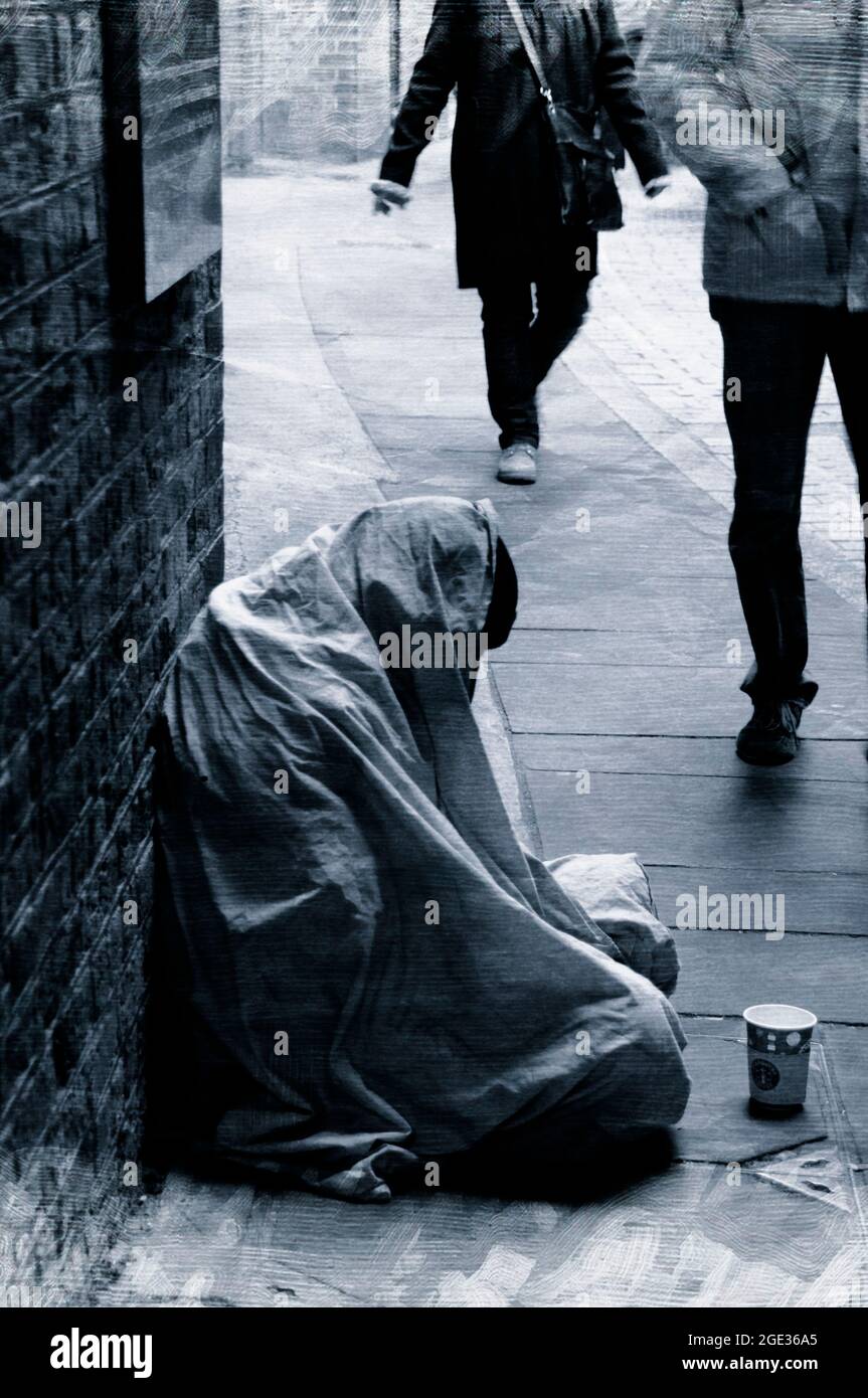 Person begging sidewalk hi-res stock photography and images - Alamy