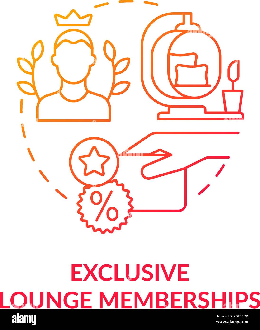 Exclusive lounge memberships red gradient concept icon Stock Vector ...
