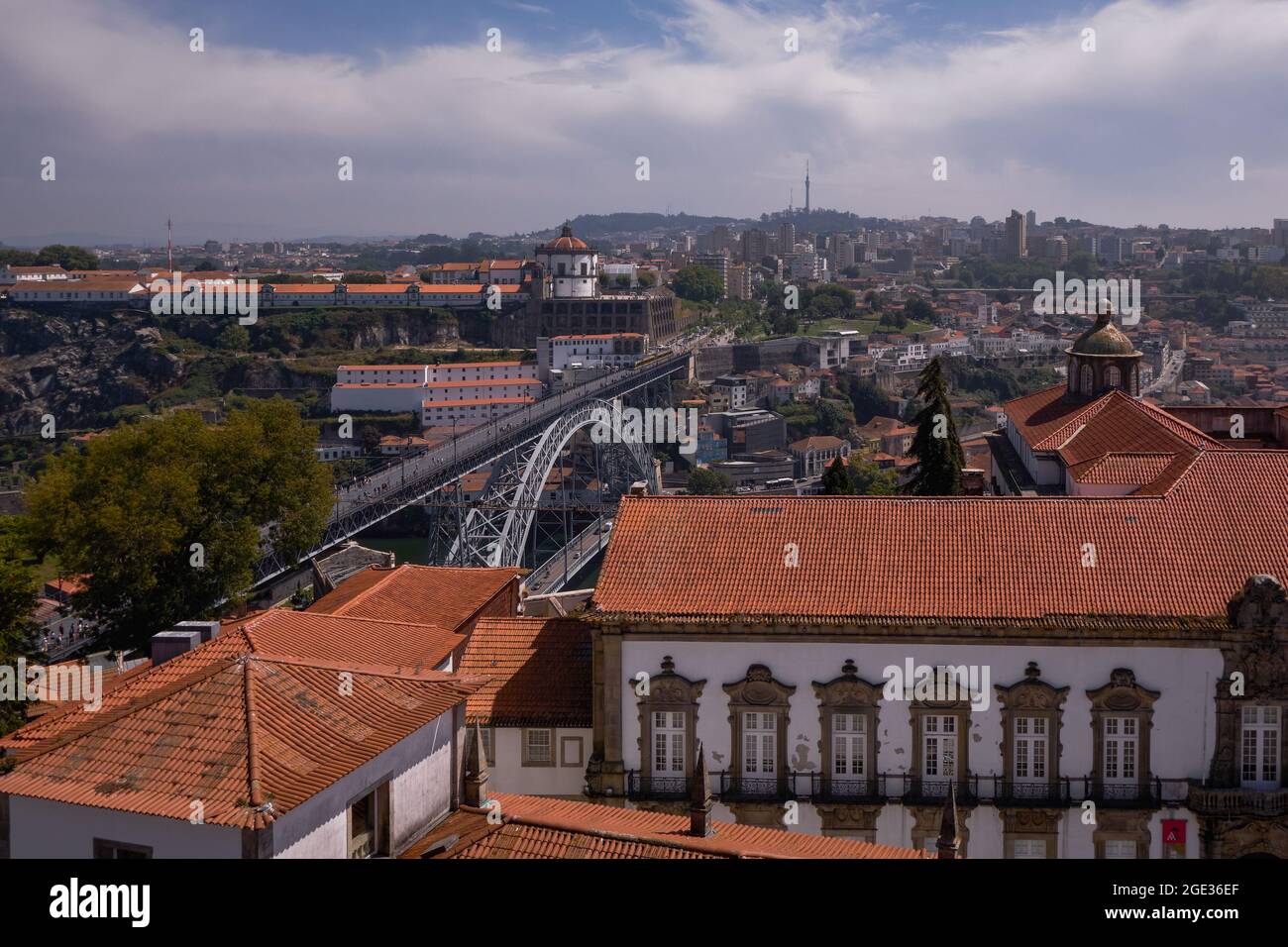Aerial Panoramic View of the City with Iron Double Decker Bridge from ...