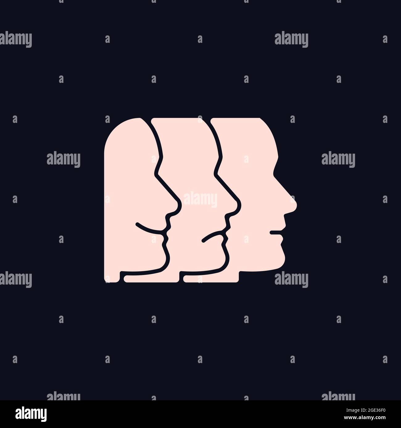 Facial expressions RGB color icon for dark theme Stock Vector Image ...