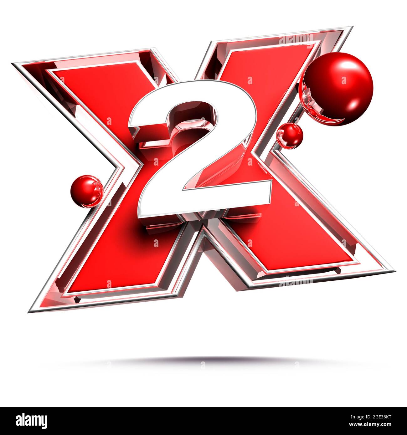 x2 3D illustration on white background with clipping path Stock Photo ...