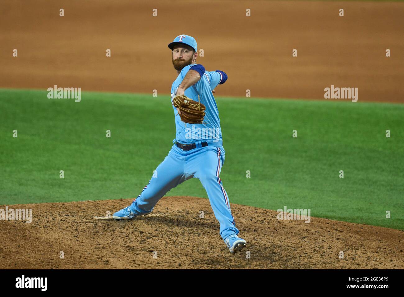 August 15 2021: Texas pitcher Spencer Patton (61) throws a pitch during ...