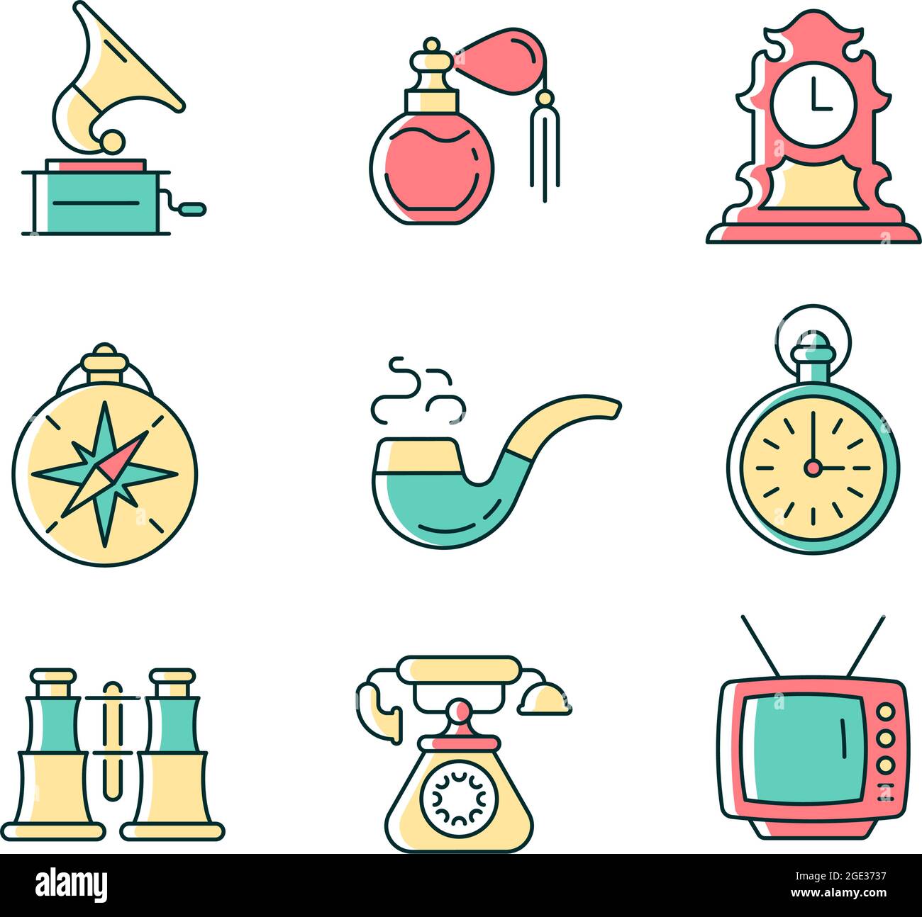 Retro items RGB color icons set Stock Vector Image & Art - Alamy