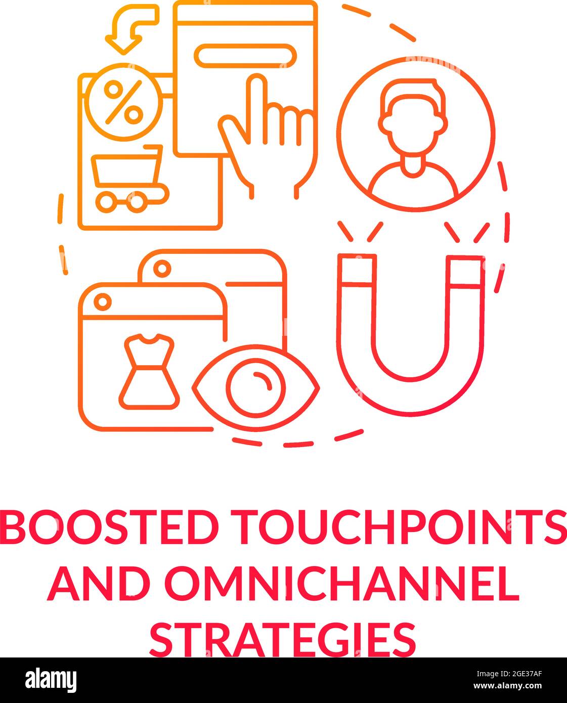 Boosted touchpoints and omnichannel strategies red gradient concept ...