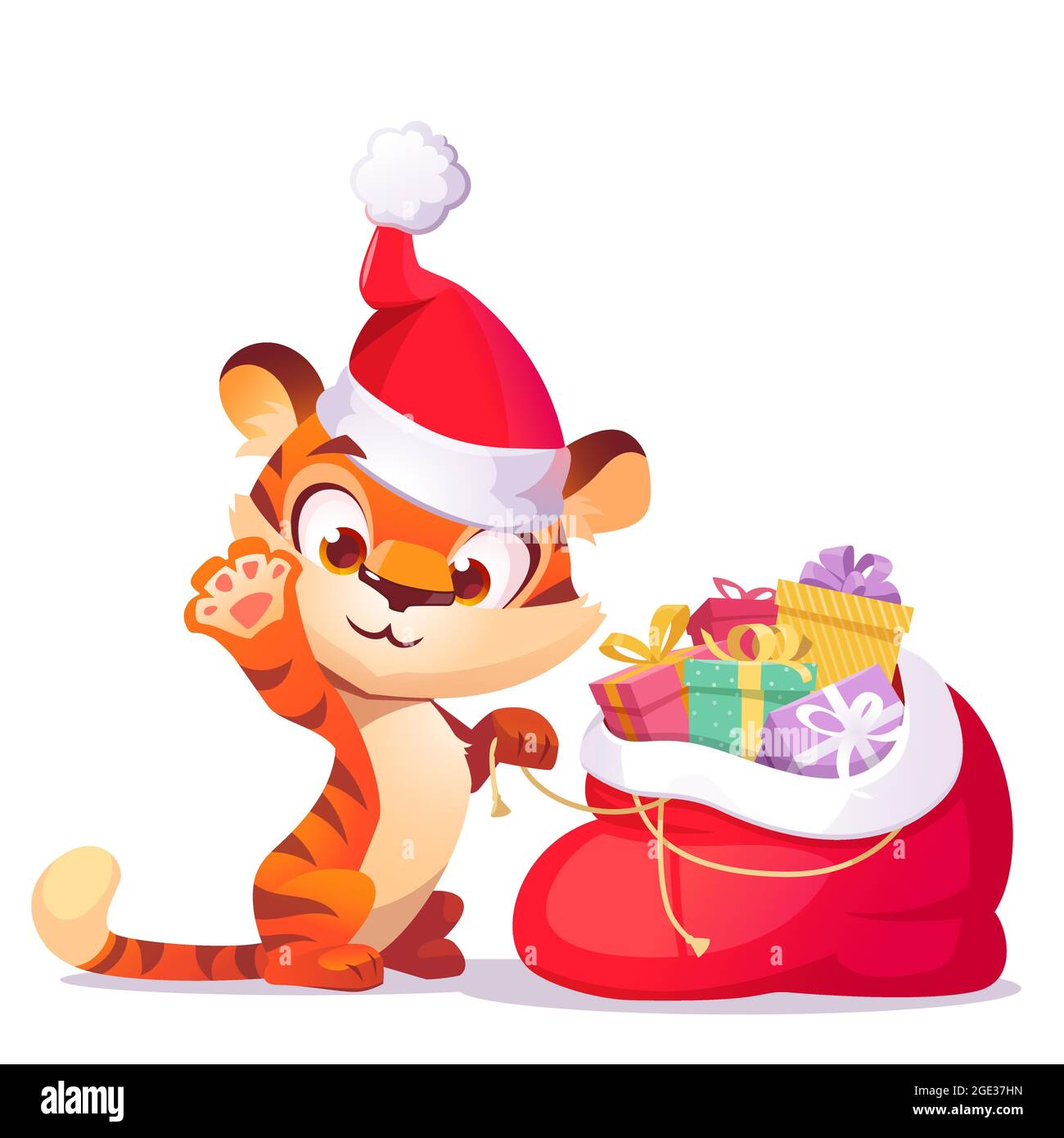 Cute santa bag open Stock Vector Images - Alamy