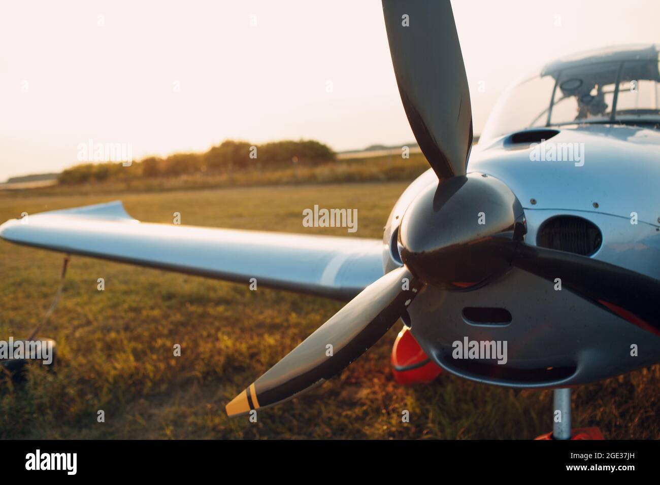 Airplane Motor with Propeller Blades and air intake Stock Photo - Alamy