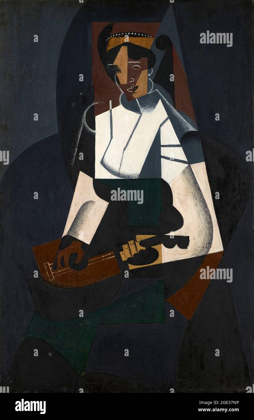 Juan Gris, Woman with Mandolin (after Corot) abstract painting, 1916 ...