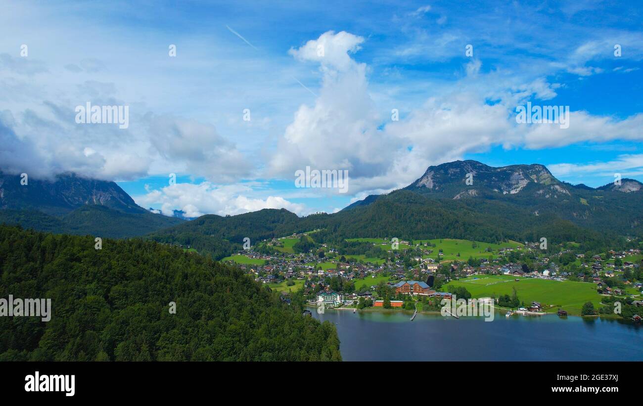 The village of Altaussee in Austria - aerial view Stock Photo - Alamy