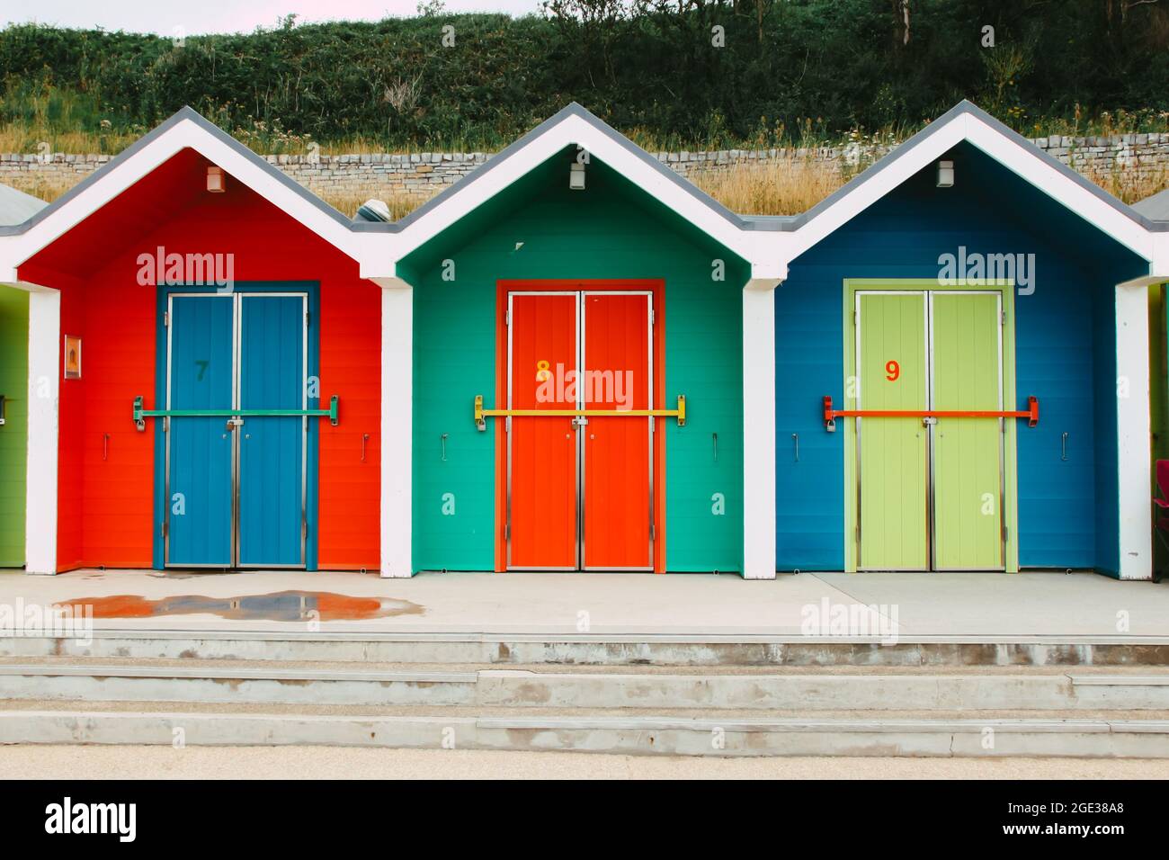Beach Huts on Barry Island promenade Whitmore Bay, Vale of Glamorgan ...
