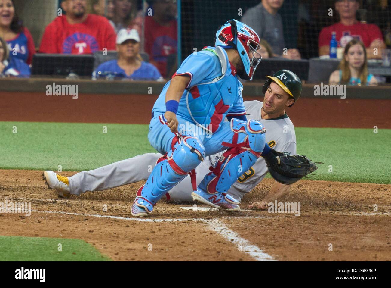 August 15 2021: Oakland first baseman Matt Olsen (28) scores a run ...