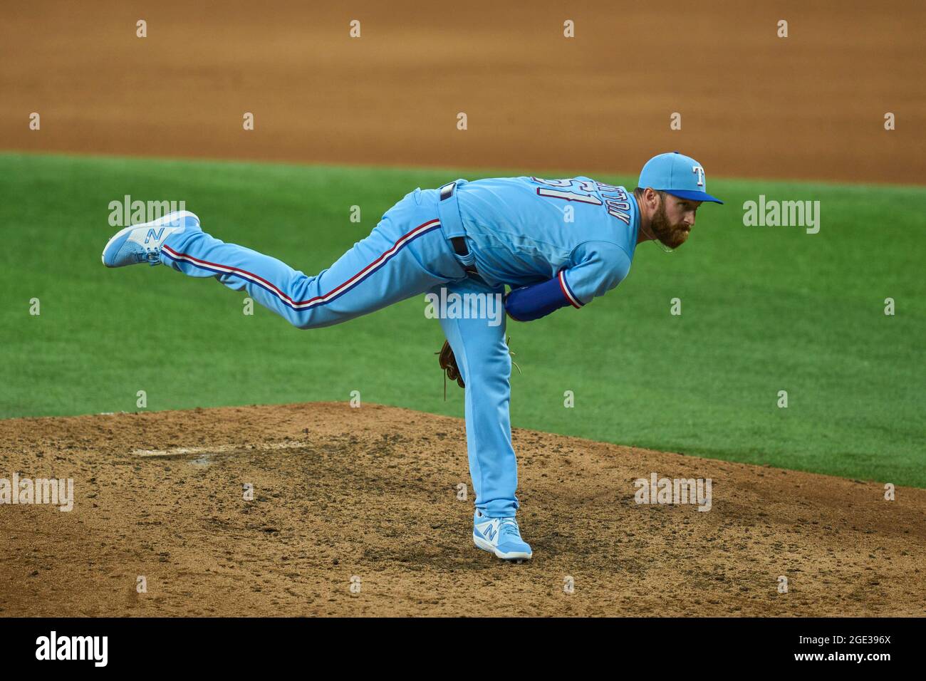 August 15 2021: Texas pitcher Spencer Patton (61) throws a pitch during ...