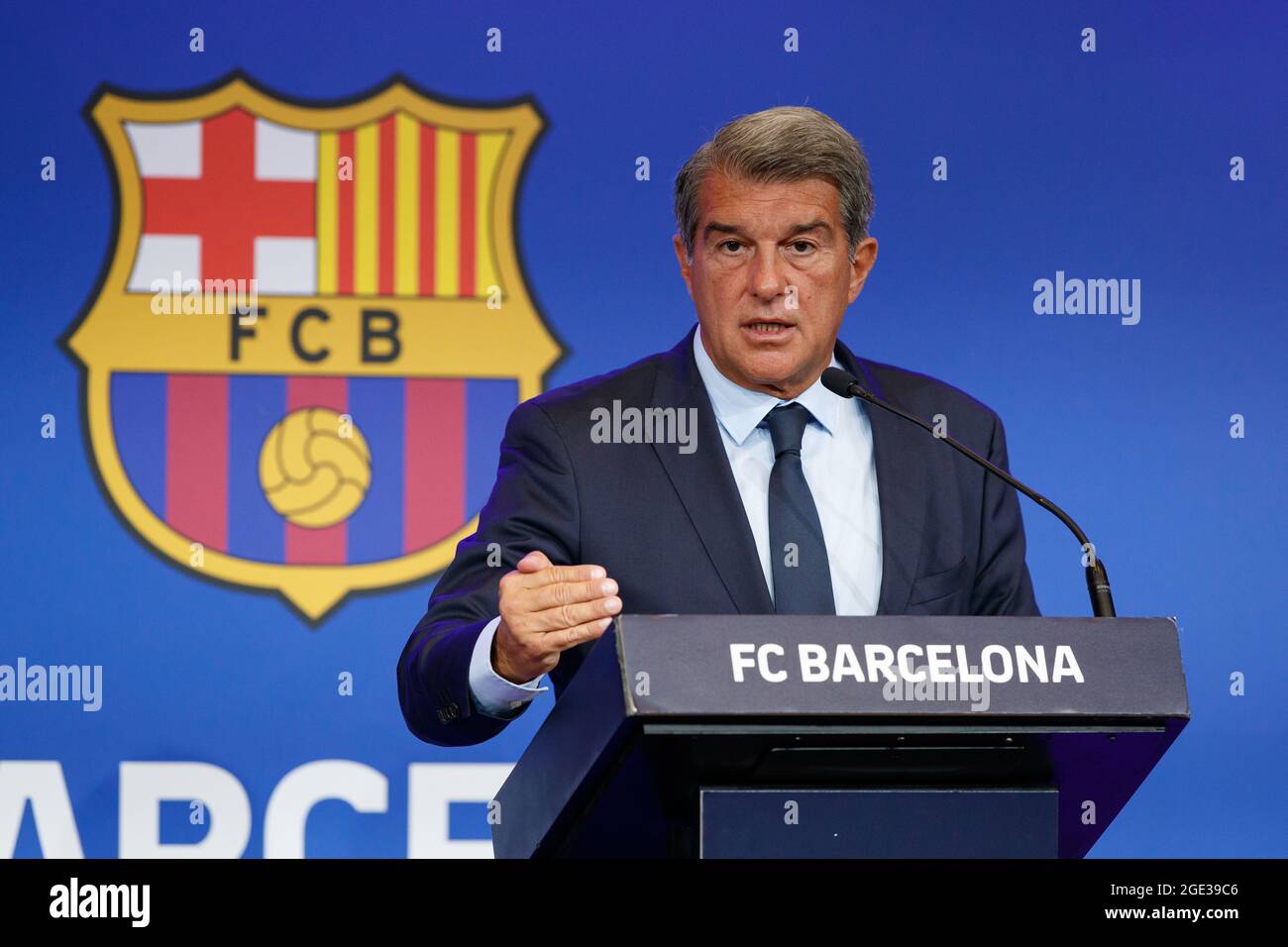 Barcelona, Spain. 16th Aug 2021. Joan Laporta president of FC Barcelona ...