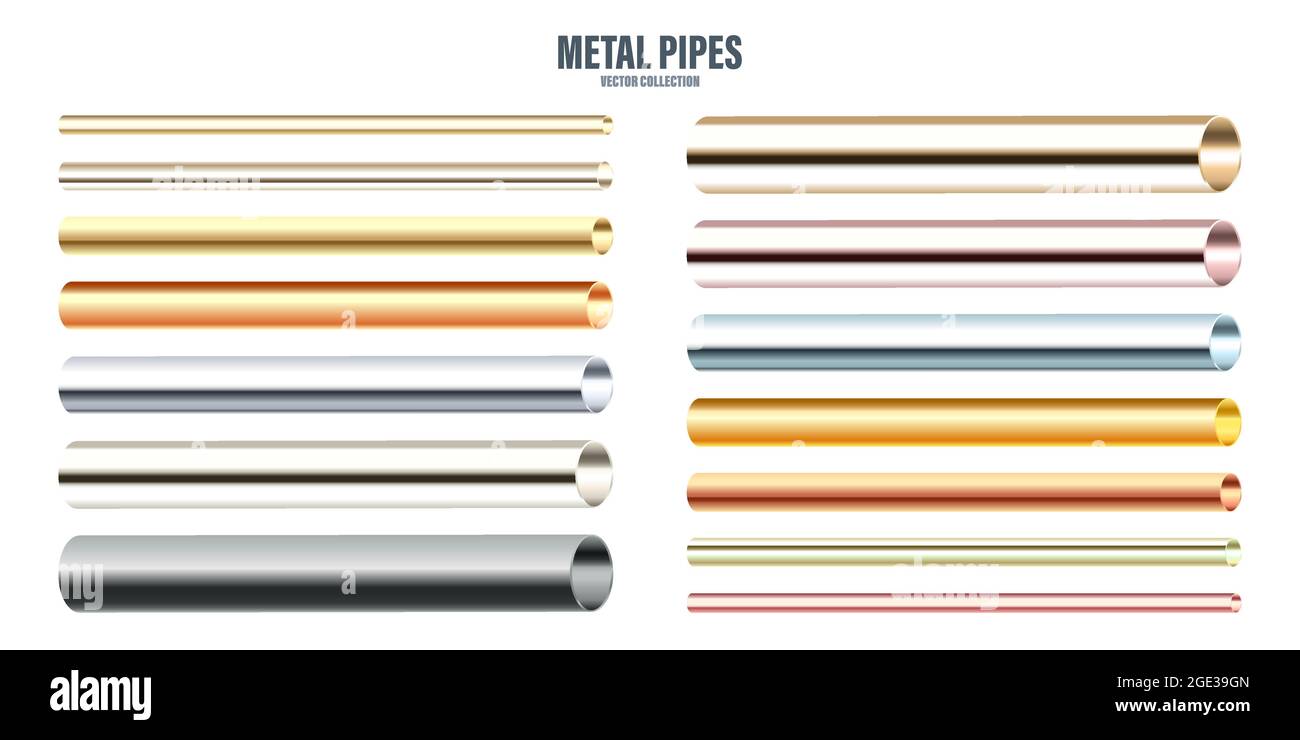 Various steel and copper pipes collection. Construction material ...