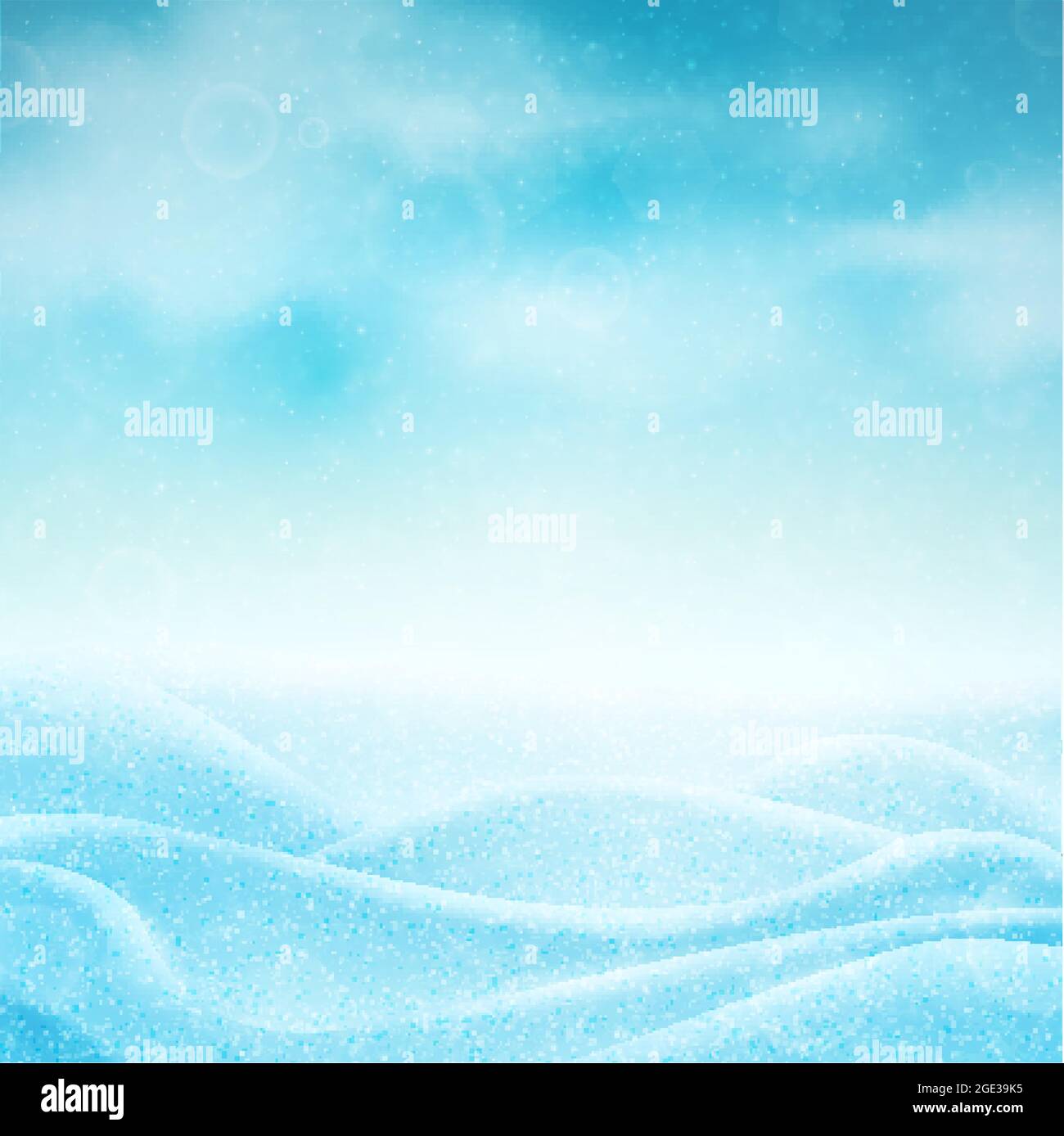 Winter background with realistic snow and sky. Vector illustration ...