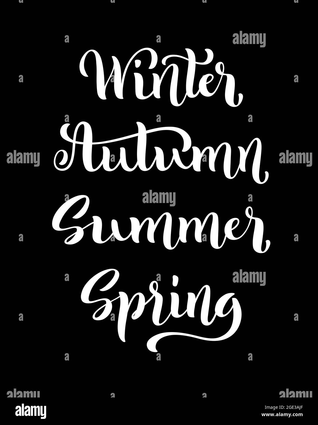 Spring Summer Autumn Winter hand drawn lettering. Handwritten ...