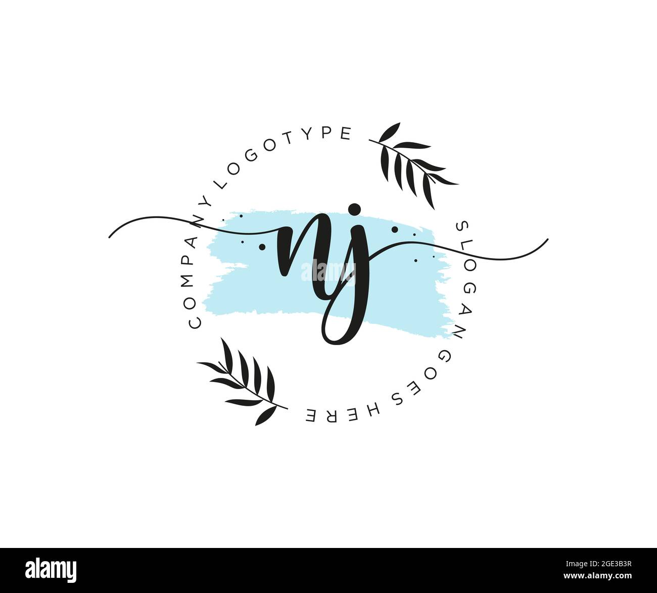 NJ Feminine logo beauty monogram and elegant logo design, handwriting logo of initial signature ...