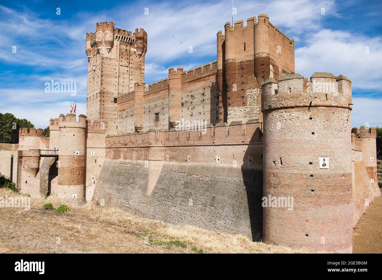 Spanish La Mota Medina castle side wall under the clear sky Stock Photo ...