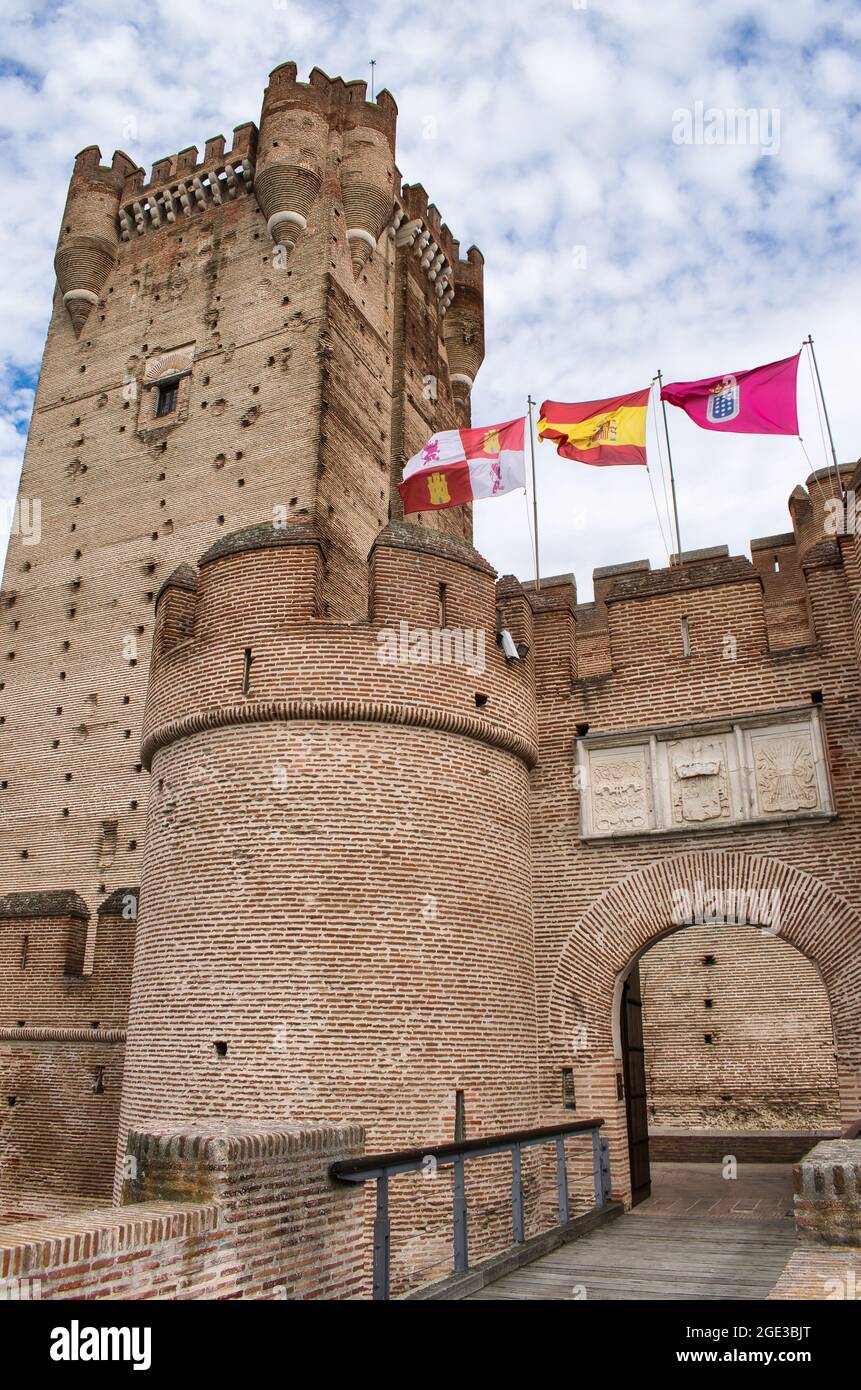 Vertical shot of the entrance of Spanish La Mota Medina castle with ...