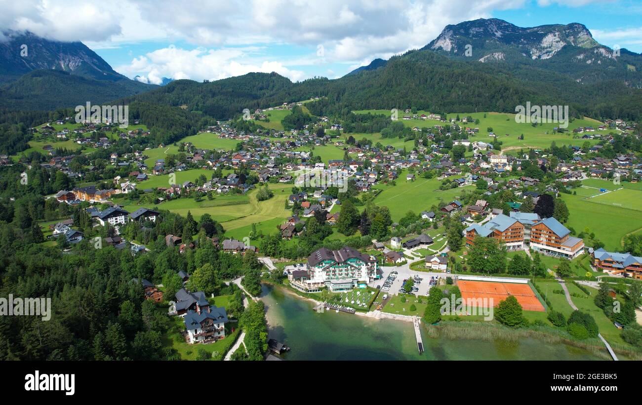 The village of Altaussee in Austria - aerial view Stock Photo - Alamy